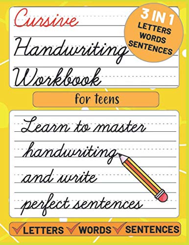 Cursive Handwriting Workbook for Teens: Handwriting practice book for ...