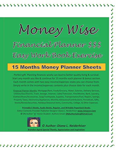 Money Wise Financial Planner Easy Work Book: 15 Months Money Planner ...