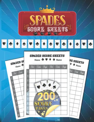 Spades Score Sheets: 200 Spades Score Pads for Scorekeeping - Spades ...