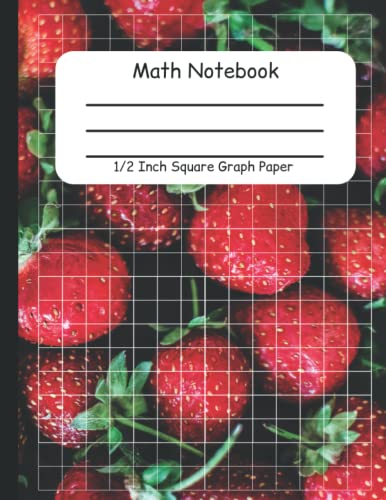 Math Notebook: 1/2 Inch Square Graph Paper with Red Cover by 100 Days ...