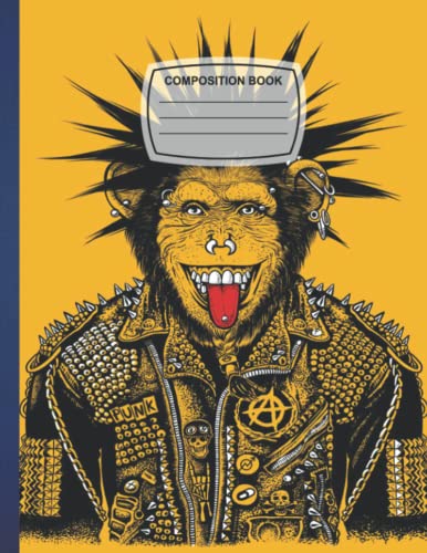 Composition Notebook: Punk chimpanzee Wide Ruled Lined Paper Notebook ...