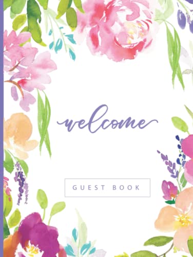 Welcome Guest Book: Hard cover floral guest book for weddings ...