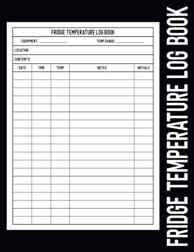 Fridge Temperature Log Book.: Temperature Log Book. Simple Fridge ...