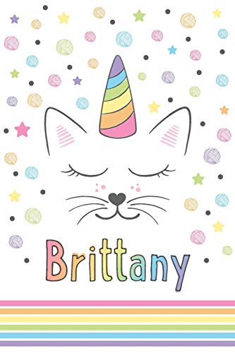 Brittany: Personalized Cat Unicorn Journal Notebook by Rashell Choo ...