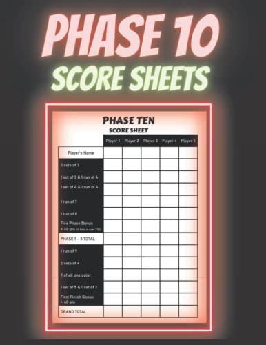 Phase Ten Score Sheets: 140 Large Phase 10 Card Game Score Pads. by ...