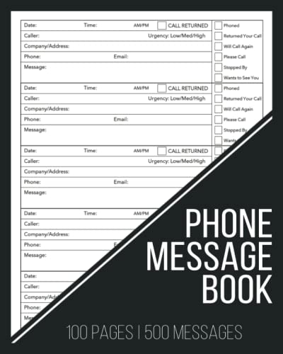 Phone Message Book: Voicemail Recording Log Book with Space for 500 ...
