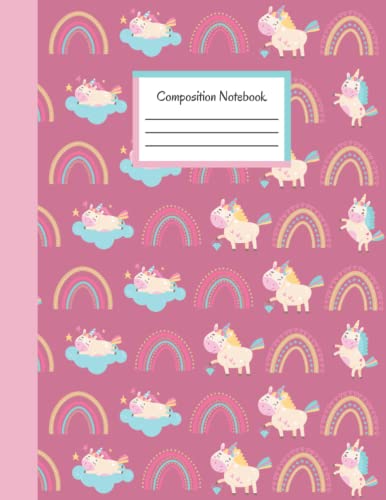 Cute Unicorn Composition Notebook: 120 Page Wide Ruled Lined Back To ...