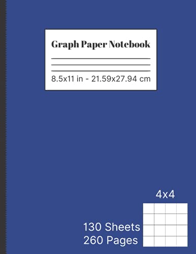 Graph Paper Notebook: Math Notebook for Kids and Students, 4 squares ...