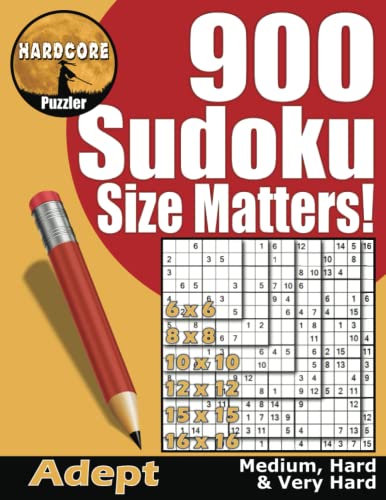 900 Medium to Very Hard Sudoku Size Variations for Adults: Try 6x6, 8x8 ...