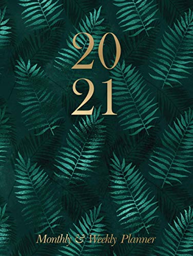 2021 Monthly & Weekly Planner: Teal Leafs Dated Calendar, Diary for ...