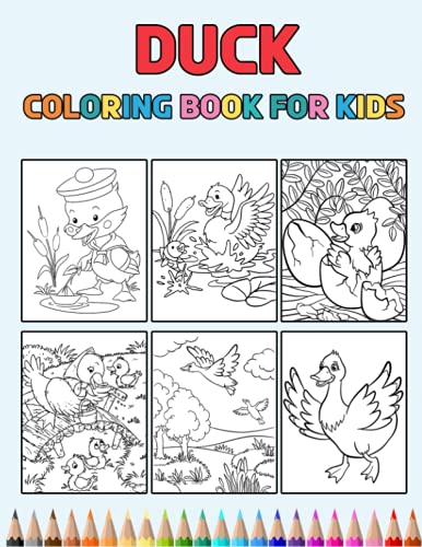 Duck Coloring Book for Kids: 10 Easy Designs to Color | Fun Colouring ...