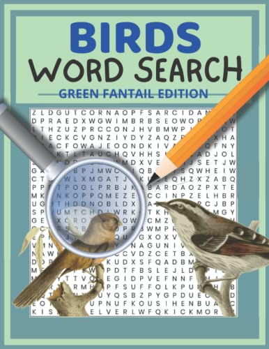 Birds Word Search Green Fantail Edition: Large Print 99 Puzzle Word ...