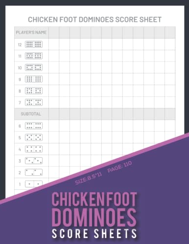 Chicken Foot Dominoes Score Sheets: A Large Print Card Game Pad for ...