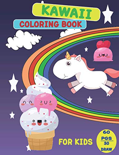 KAWAII COLORING BOOK: Cute Coloring Pages for Kids, Cupcakes, Ice ...