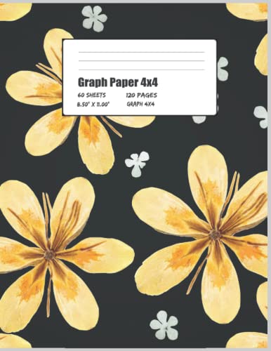 Graph Paper 4x4: 8.5x11 Graph Paper 4x4 Floral notebook Journal by ...