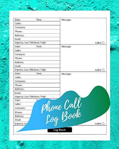 Phone Call Log Book : Phone Call Log Book Telephone Message Tracker and ...