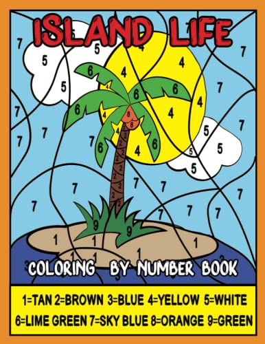 Island Life Coloring by Number Book: Island Paint by Number Coloring ...