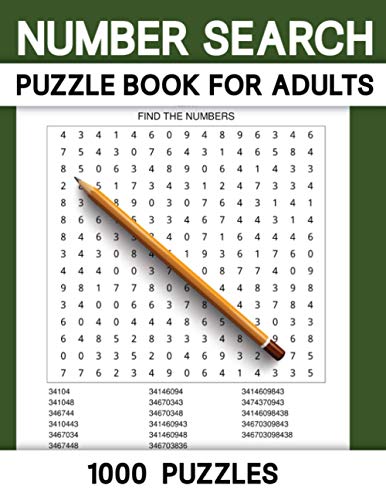 Number Search Puzzle Book For Adults: 1000 Number Search Puzzle Books ...
