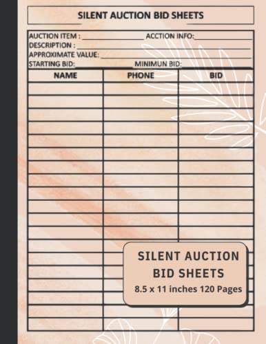 Silent Auction Bid Sheets Organizer: Fundraiser & Silent Auction Bid ...