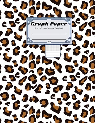 Graph Paper 4x4 And Half Lined Notebook: Dual Design Alternating ...