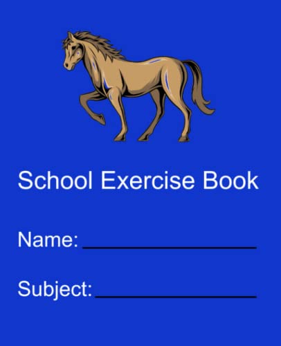 School Book Exercise Book: dark blue with brown horse exercise book ...