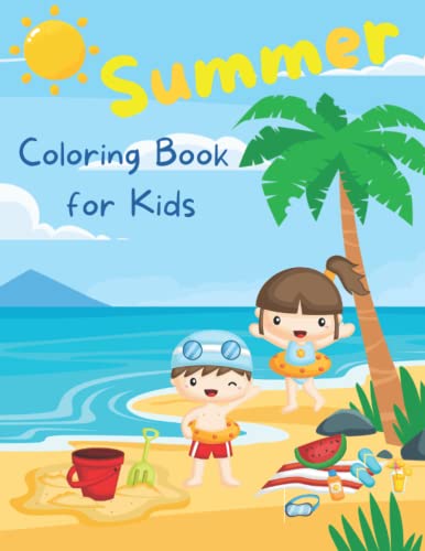 Summer Coloring Book for Kids: Vacation Beach Themed Coloring Pages for ...