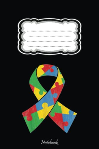 Vintage Autism Support Proud Autistic Kids Awareness Ribbon Notebook ...