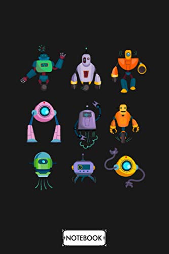 Robots Notebook: Matte Finish Cover, Diary, Lined College Ruled Paper, 6x9 120 Pages, Planner ...