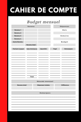 Cahier de Compte Personnel: Carnet de budget familial pour gérer les ...