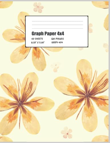 Graph Paper 4x4: 8.5x11 Graph Paper 4x4 Floral notebook Journal by ...