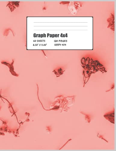 Graph Paper 4x4: 8.5x11 Graph Paper 4x4 Floral notebook Journal by ...
