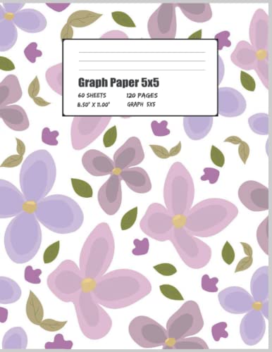 Graph Paper 5x5: 8.5x11 Graph Paper 5x5 Floral notebook Journal by ...