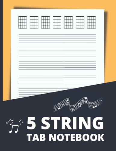 5 String Tab Notebook: Blank Manuscript Staff Music Paper For 5 String ...