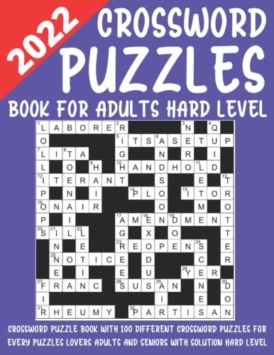 2022 Crossword Puzzles Book For Adults hard Level Crossword Puzzle Book ...