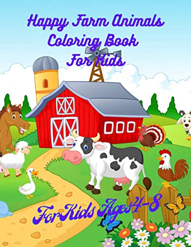 Happy Farm Animals Coloring Book For Kids: Farm Animals Adorable ...