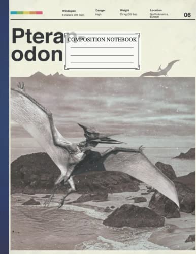 Composition NoteBook: Pteranodon Retro - 8.5 x 11| 110 pages Animal ...