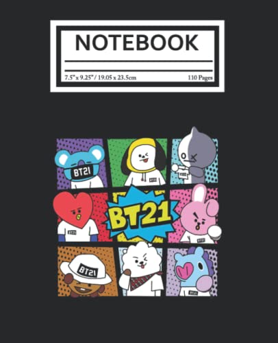 Notebook: BTŜ Bángtan Bọys BT21 110 Pages College Wide Ruled ...