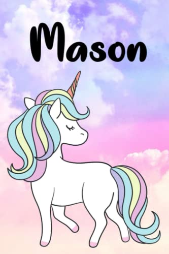 Mason: Personalized Mason cute unicorn journal notebook, Diary for ...