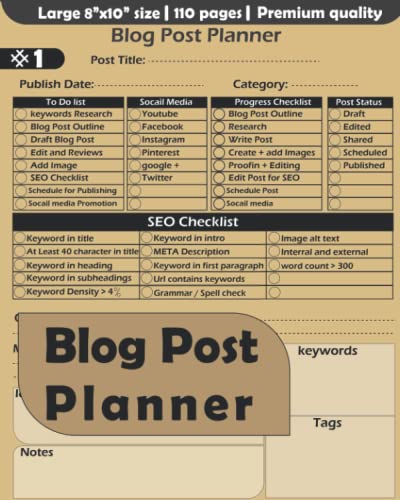 Blog post Planner: Blog Planner Journal with Table of Contents & Pre ...