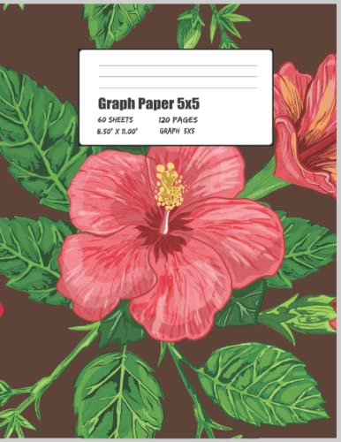 Graph Paper 5x5: 8.5x11 Graph Paper 5x5 Floral notebook Journal by ...
