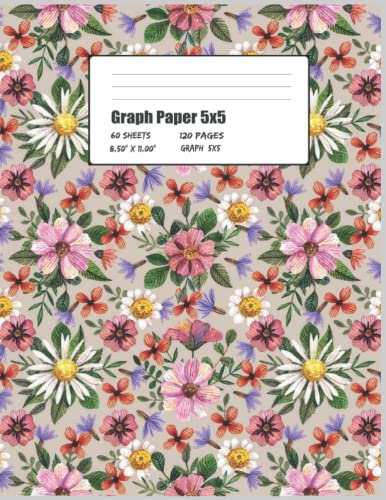 Graph Paper 5x5: 8.5x11 Graph Paper 5x5 Floral notebook Journal by ...