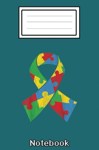 Vintage Autism Support Proud Autistic Kids Awareness Ribbon Notebook ...