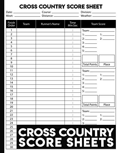 Cross Country Score Sheets: 130 Large Score Pads for Scorekeeping ...