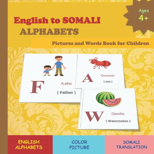 English to SOMALI ALPHABETS Pictures and Words Book for Children by ...