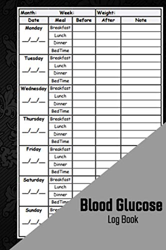 Blood Glucose Log Book: Daily Glucose Monitoring Logbook - 1 Year Blood ...