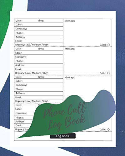 Phone Call Log Book : Phone Call Log Book Telephone Message Tracker and ...