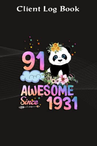Client Log Book :91 Years Old 91st Birthday Panda Unicorn Girl Party ...