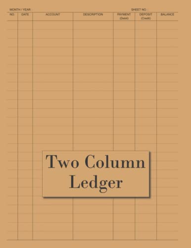 Two Column Ledger: Simple Accounting Ledger Book, Two Column, Large ...