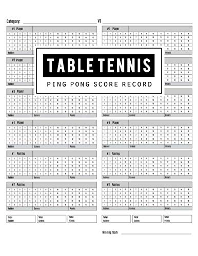 Table Tennis Score Record: Table Tennis Game Record Keeper Book, Table ...