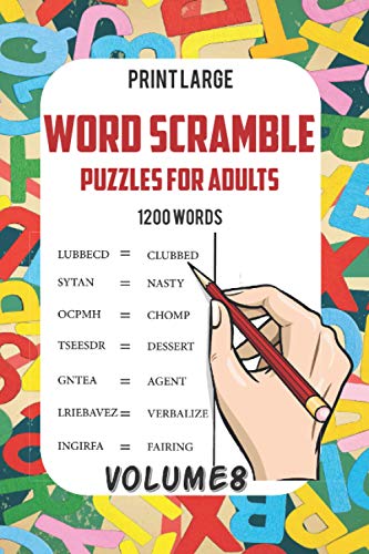 Word Scramble Puzzle Book For Adults: Volume 8: Word Jumble and Puzzles ...